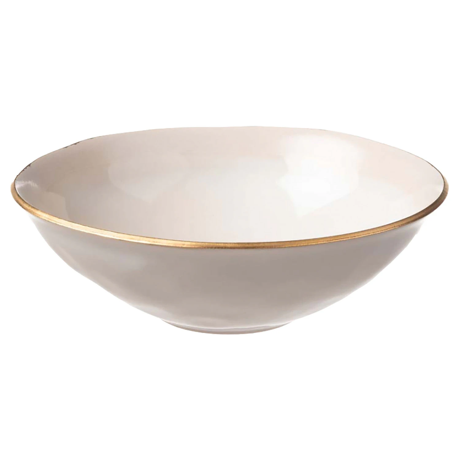 Nosse Ceramics Edge Bowl Ivory Gold, 25 cm | RoyalDesign.co.uk