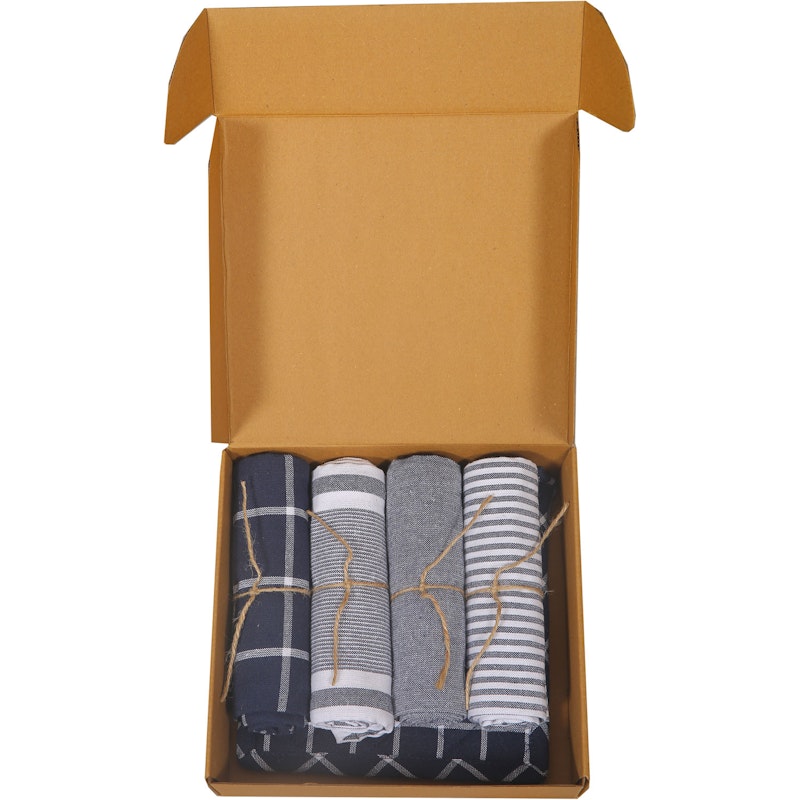 Gift Set Kitchen 4 Tea Towels 2 Pot Holders Navy
