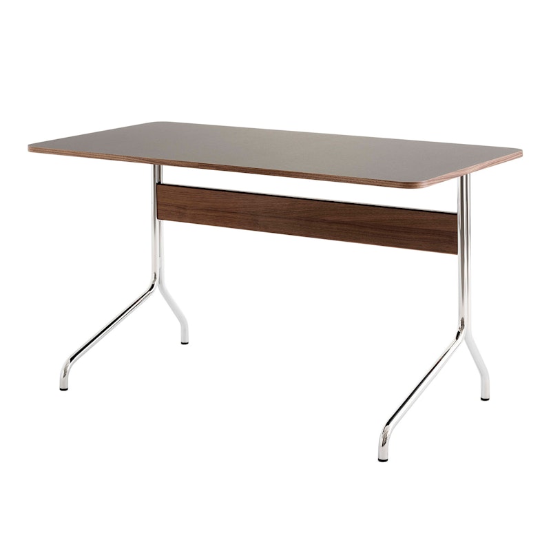 Pavilion AV16 Desk Iron Walnut Chrome Legs